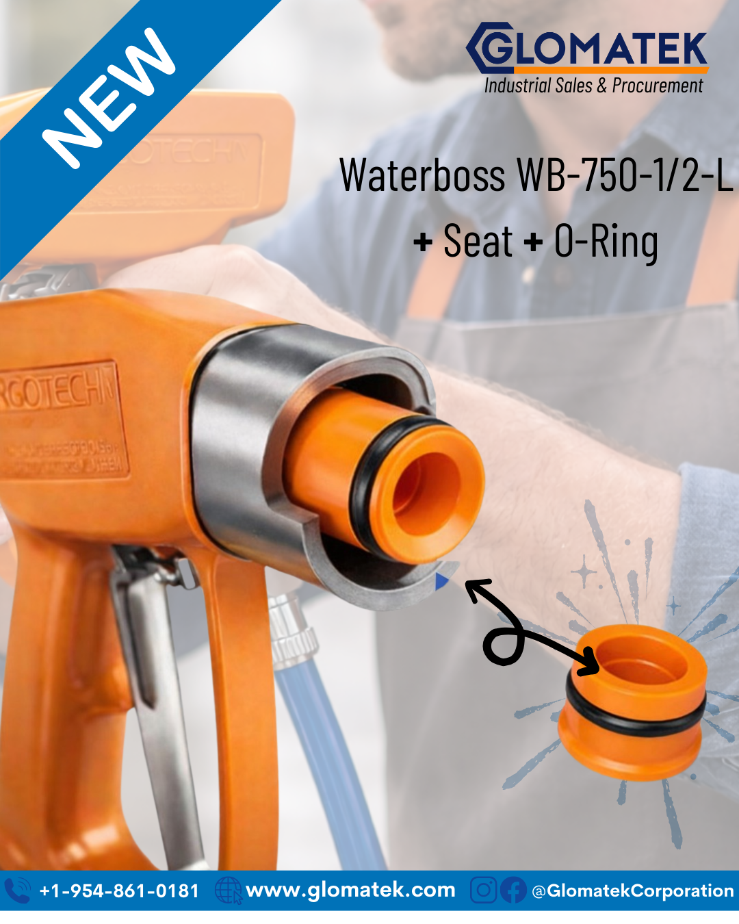 WaterBoss WB-750-1/2-L - Washdown Gun – Glomatek Corporation